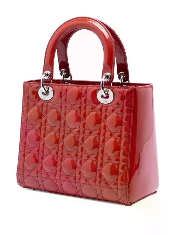 Dior Patent Cannage Lady Satchel - Red