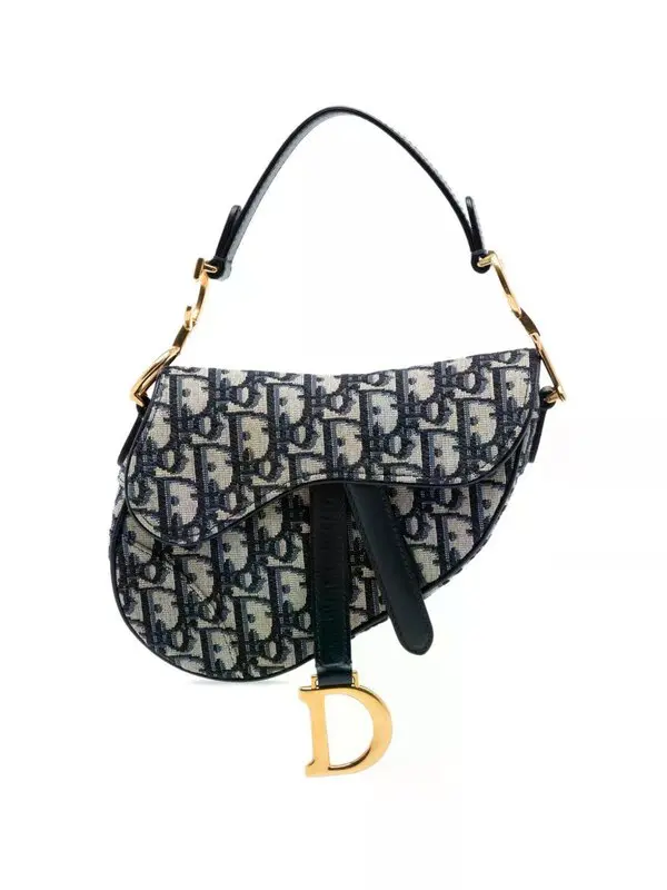 Dior 2018 Mini Oblique Canvas Saddle Bag Satchel - Blue