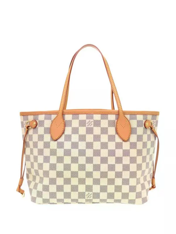 LOUIS VUITTON Damier Azur Neverfull Pm Tote Bag - White