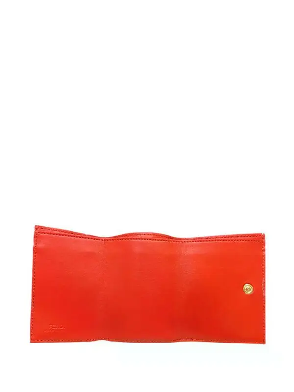 Fendi 2010-2026 Leather Coral Bandana Baguette Micro Trifold Wallet Small Wallets