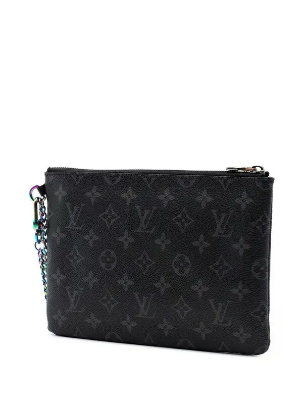 LOUIS VUITTON 2017 Monogram Eclipse Flash Fragment Ipad Case Clutch Bag