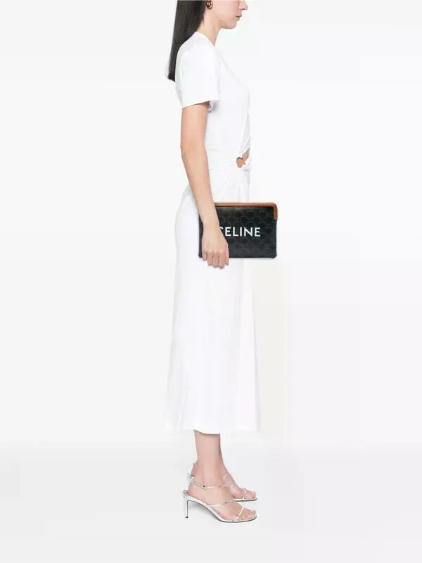 Celine Triomphe Coated Canvas Clutch Bag