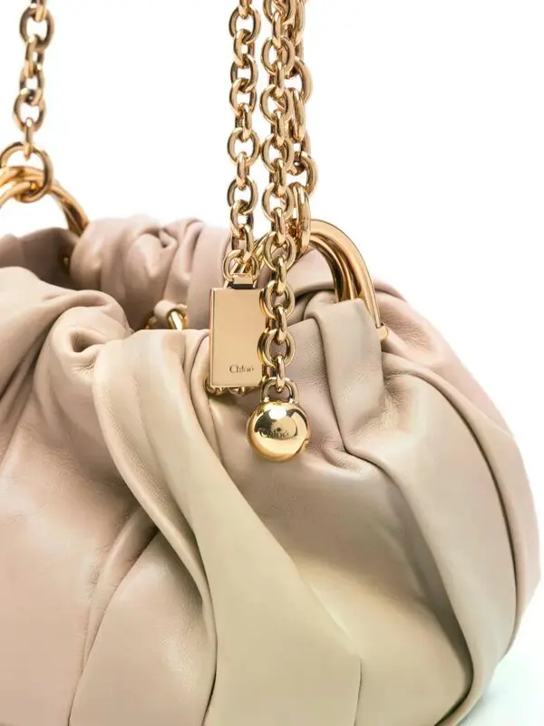 Chloé Plissé Leather Shoulder Bag - Neutrals