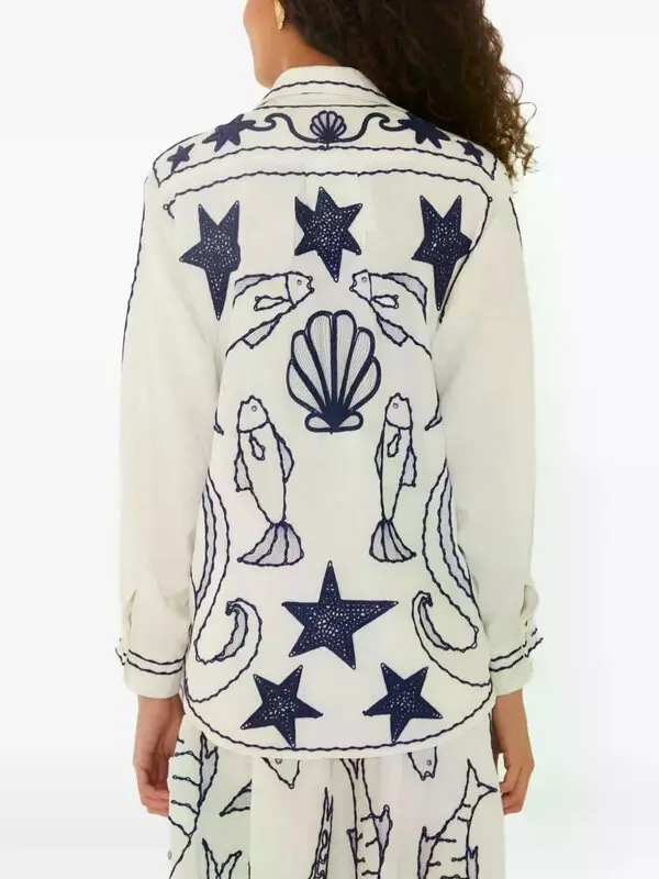 Farm Rio Embroidered Linen Shirt