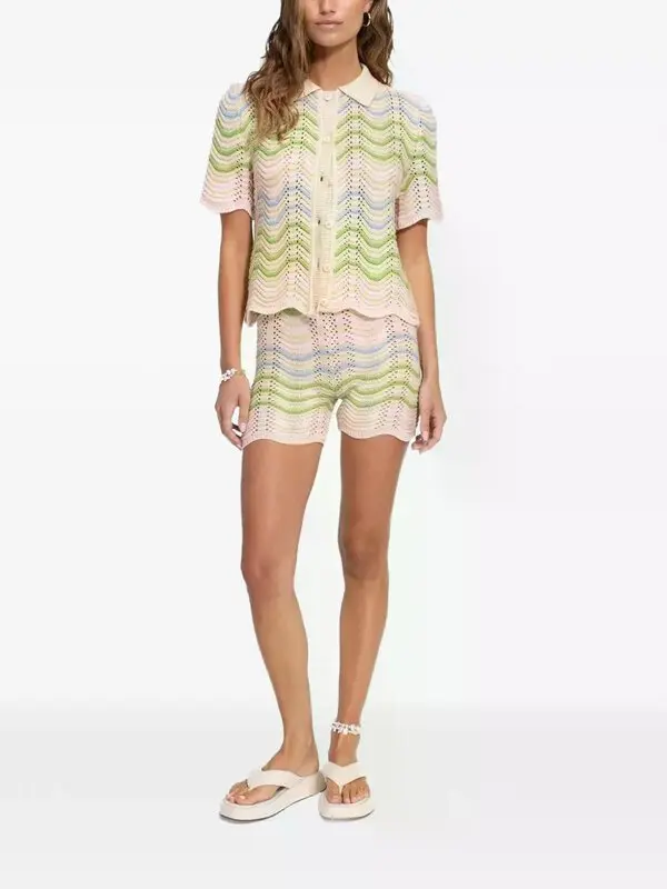 Agua Bendita Chevron-knit Short-sleeve Shirt - Multicolour