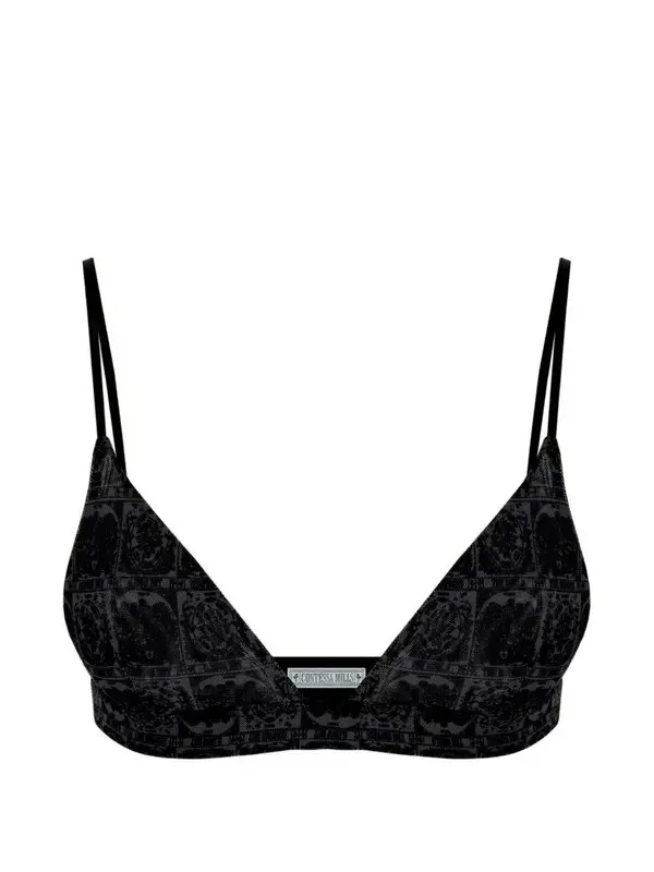 CONTESSA MILLS Tarot-print Bralette - Black