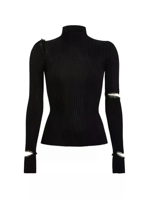CONTESSA MILLS Salem Ribbed Knit Jumper With Lace Trim