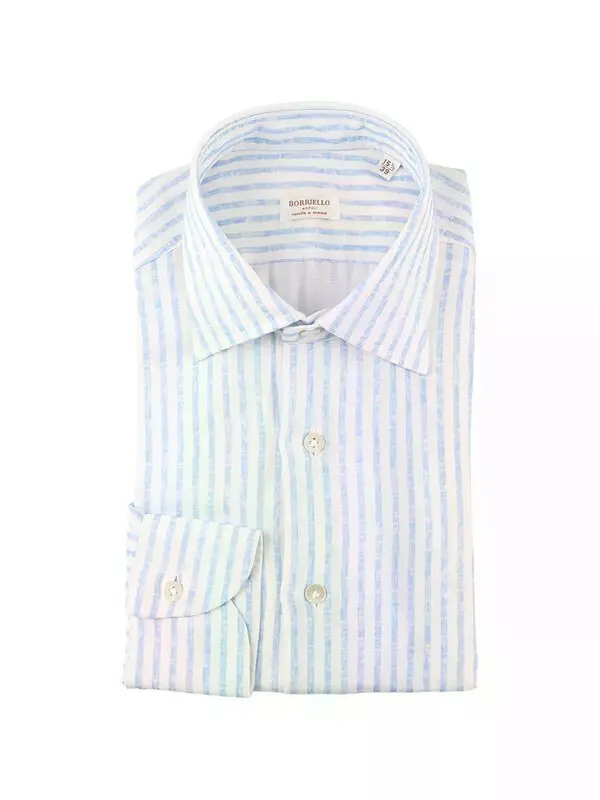BORRIELLO NAPOLI Stripe-print Long-sleeved Shirt - Blue