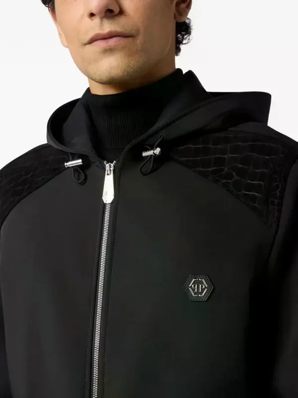 Philipp Plein Crocodile-effect Panelled Jacket