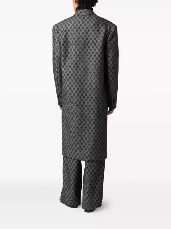 Philipp Plein Monogram-jacquard Double-breasted Coat