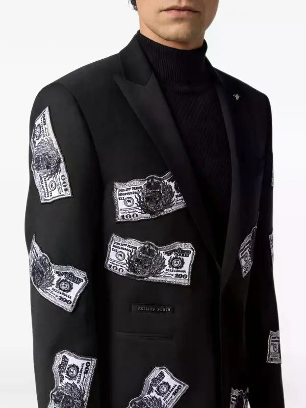 Philipp Plein Strass-embellished Dollars Blazer