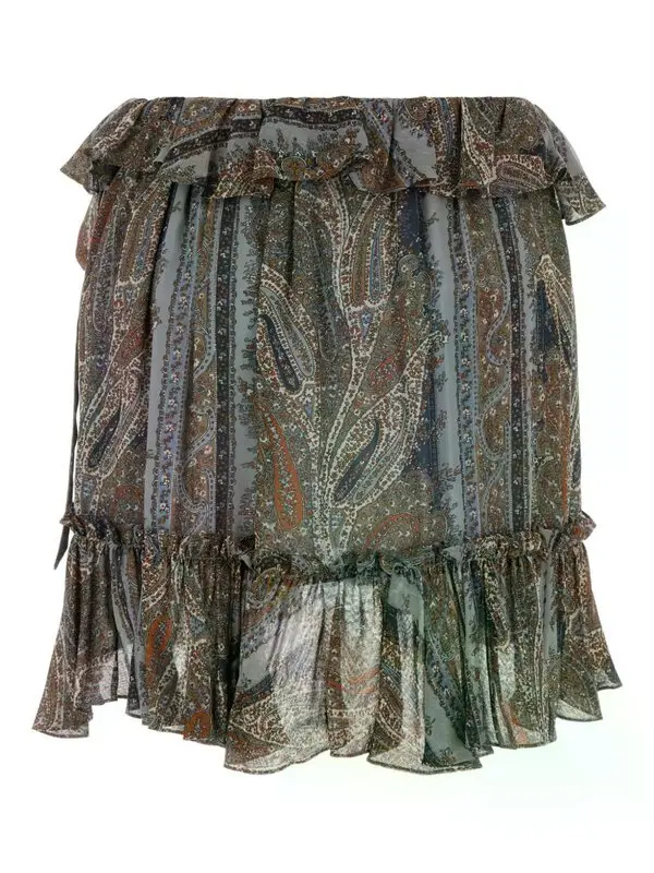 Saint Laurent Printed Mini Skirt - Brown