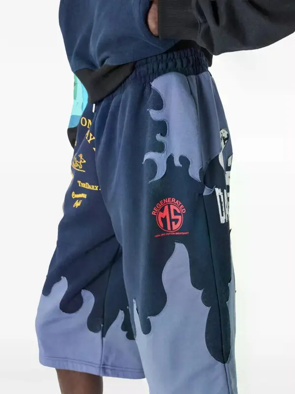 MARINE SERRE Patchwork Jersey Shorts With Graphic Print
