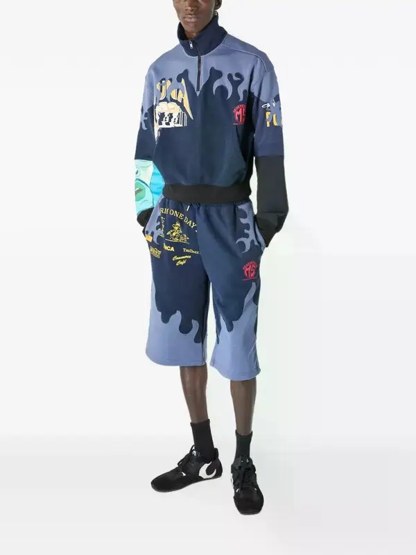 MARINE SERRE Patchwork Jersey Shorts With Graphic Print