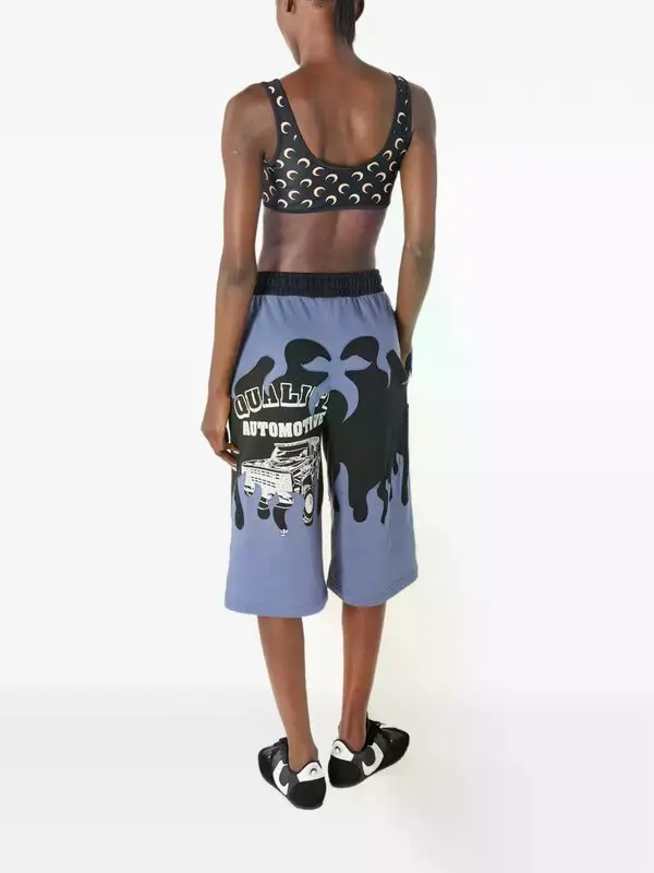 MARINE SERRE Patchwork Jersey Shorts With Graphic Print