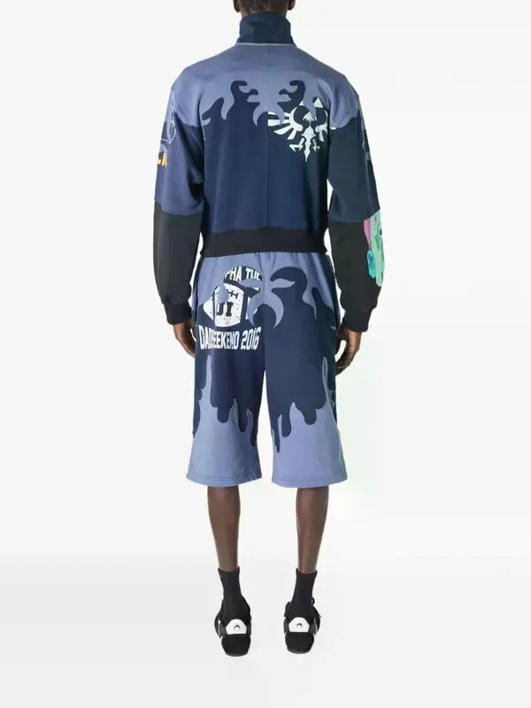 MARINE SERRE Patchwork Jersey Shorts With Graphic Print