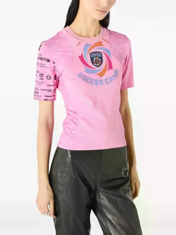 MARINE SERRE Upcycled Jersey Baby Fit T-shirt - Pink