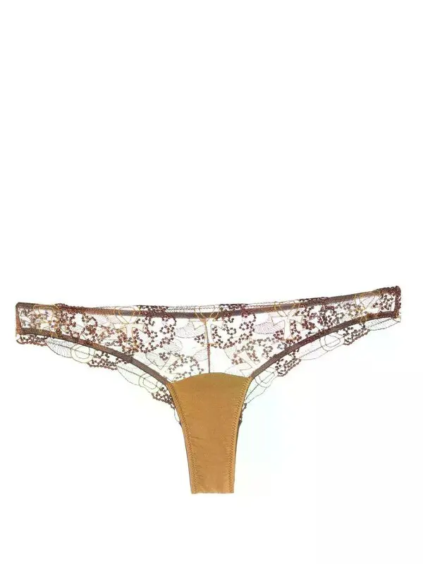 IHUOMA Divine Feminine Embroidery Briefs - Brown