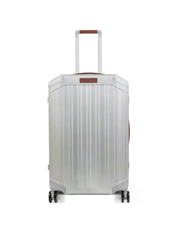 PIQUADRO Four Wheel Suitcase With Riveted Detailing - Silver