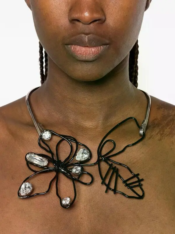 MAISON MARGIELA Wire-work Crystal Embellished Necklace - Silver