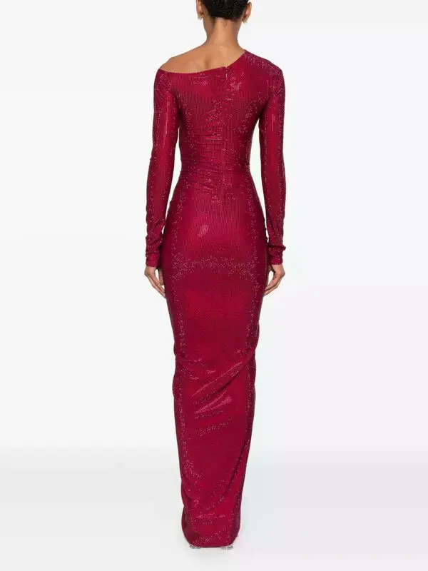 MIRON Crystal Embellished Flower Accent Maxi Dress