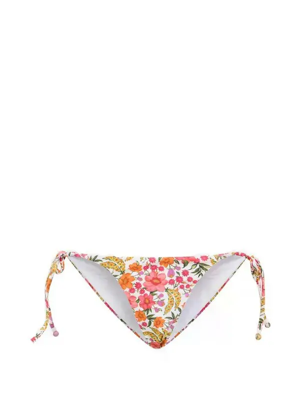 Farm Rio Banana Flowers Side-tie Bikini Bottoms - White