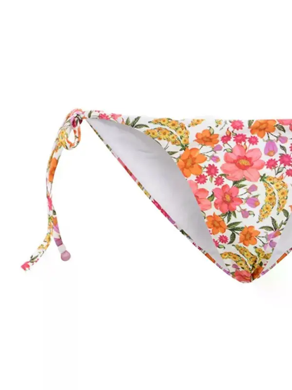 Farm Rio Banana Flowers Side-tie Bikini Bottoms - White