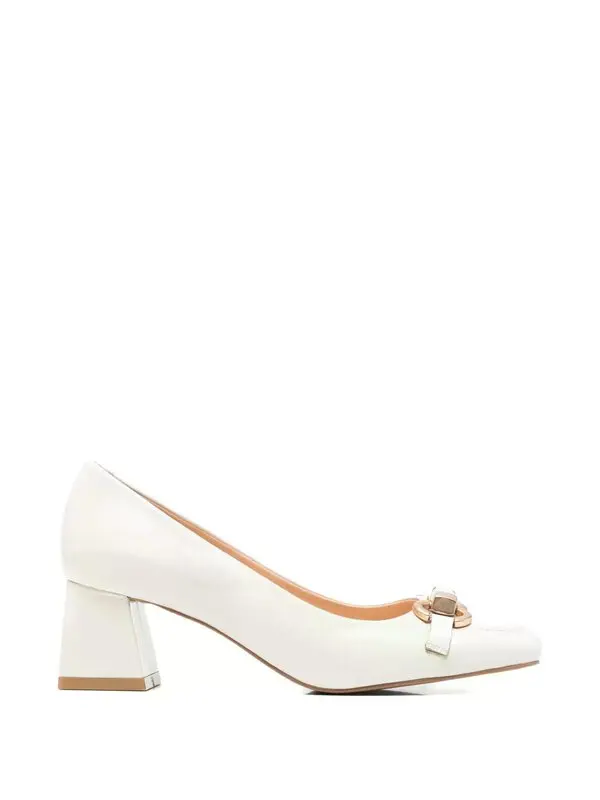 SERGIO MORETTI FIRENZE Square-toe Pumps With Horsebit Detail - White