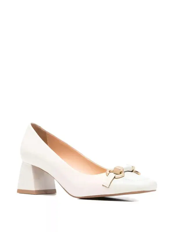 SERGIO MORETTI FIRENZE Square-toe Pumps With Horsebit Detail - White