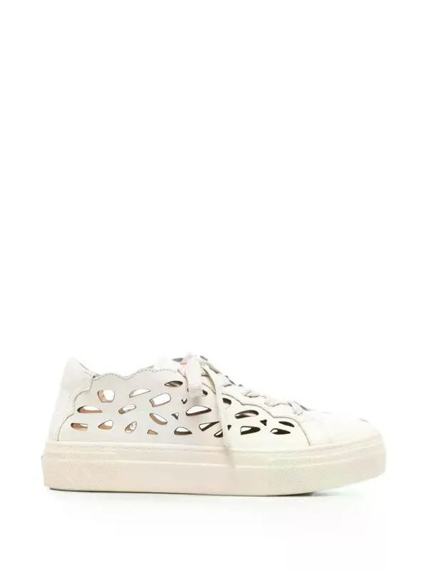 SERGIO MORETTI FIRENZE Cut-out Scalloped Sneakers - Neutrals