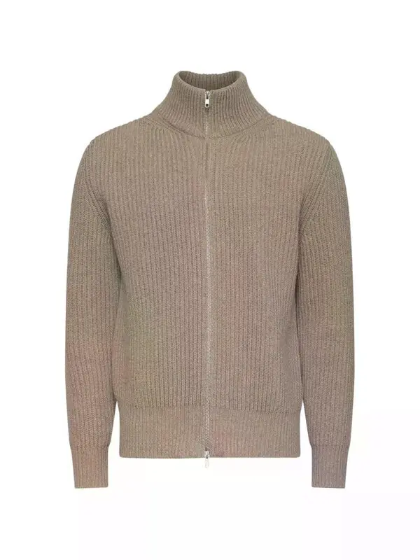 MAISON MARGIELA Ribbed-knit Zip-up Sweater - Grey