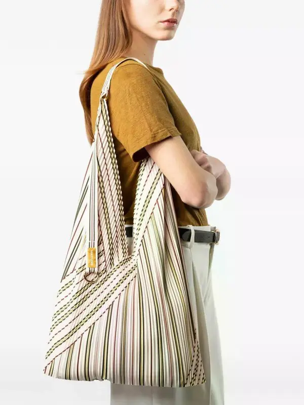 MULTITUDES BAGS Zoe Pleated Stripe Tote Bag - Neutrals