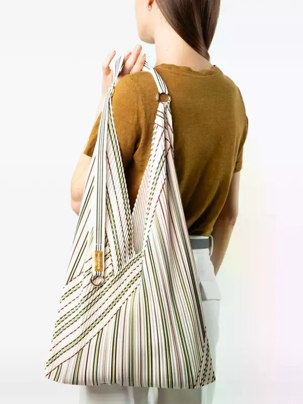 MULTITUDES BAGS Zoe Pleated Stripe Tote Bag - Neutrals