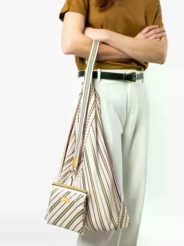 MULTITUDES BAGS Zoe Pleated Stripe Tote Bag - Neutrals