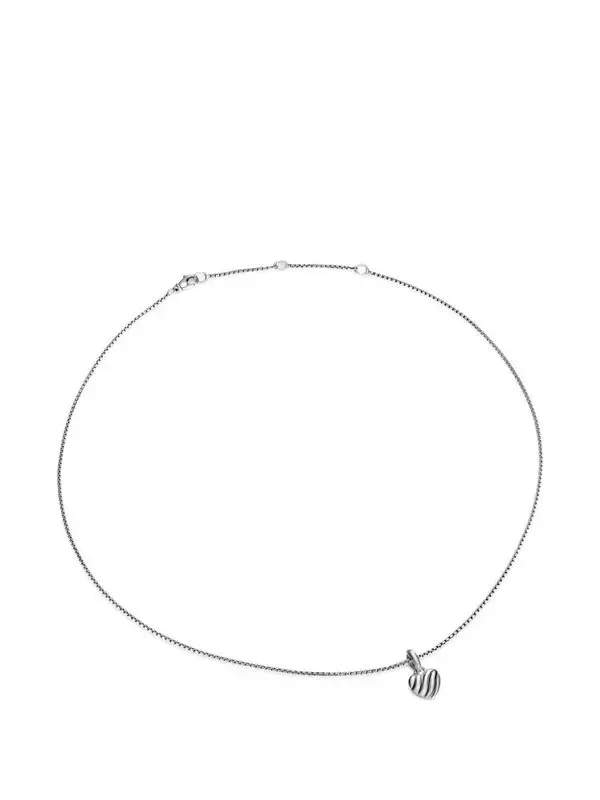 David Yurman Petite Puffy Cable Heart Necklace - Silver