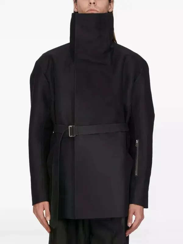 Rick Owens Dracucaban Funnel Neck Belted Jacket