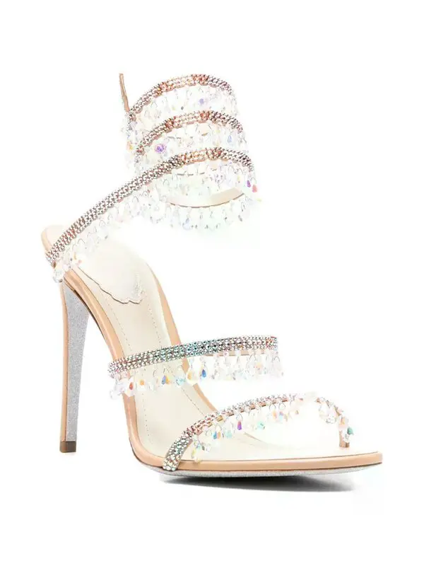Rene Caovilla Chandelier Crystal-embellished Sandals - Neutrals