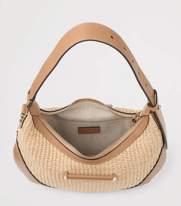 JIMMY CHOO Small Raffia Bar Shoulder Bag - Neutral