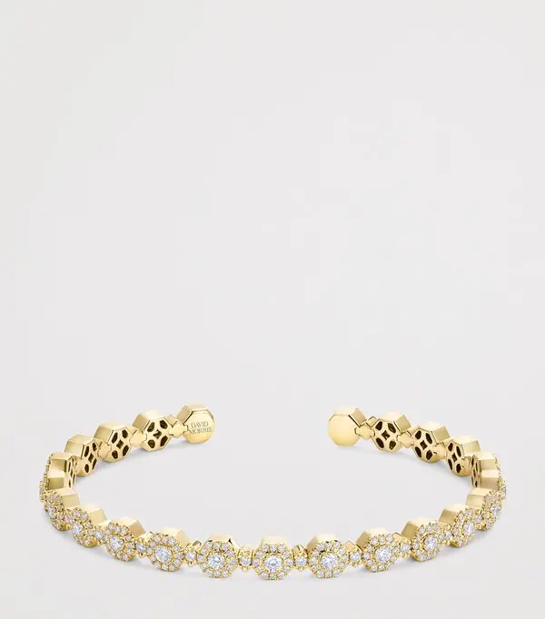 DAVID MORRIS Yellow Gold And Diamond Hexagon Bangle