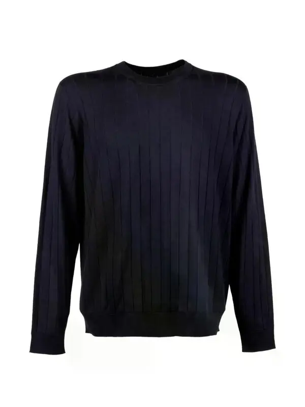 Peserico Ribbed Knit Crew Neck Long Sleeve Sweater - Blue