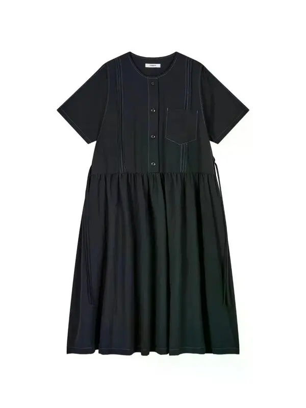 STUDIO TOMBOY Pintuck-detail Chest-pocket Dress - Blue