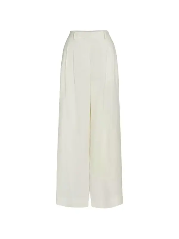 TWP Avery Pleated Wide-leg Trousers - Neutrals