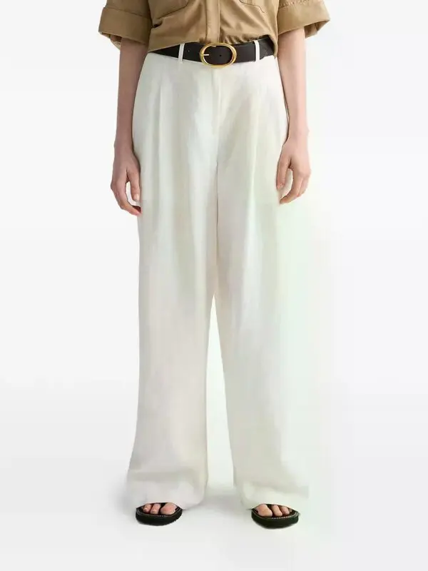 TWP Avery Pleated Wide-leg Trousers - Neutrals
