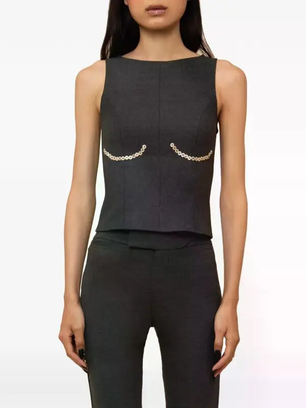 CONTESSA MILLS Cora Embellished Top - Grey