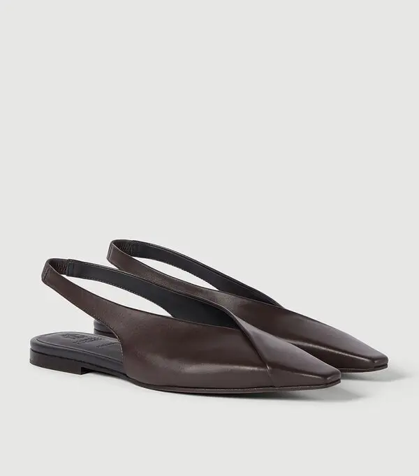 Brunello Cucinelli Leather Slingback Flats - Brown