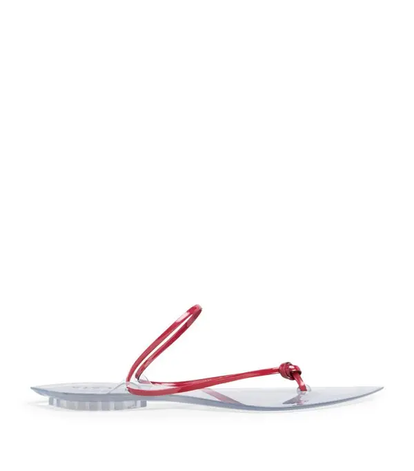 Alaïa Leather Invisible Thong Sandals - Red