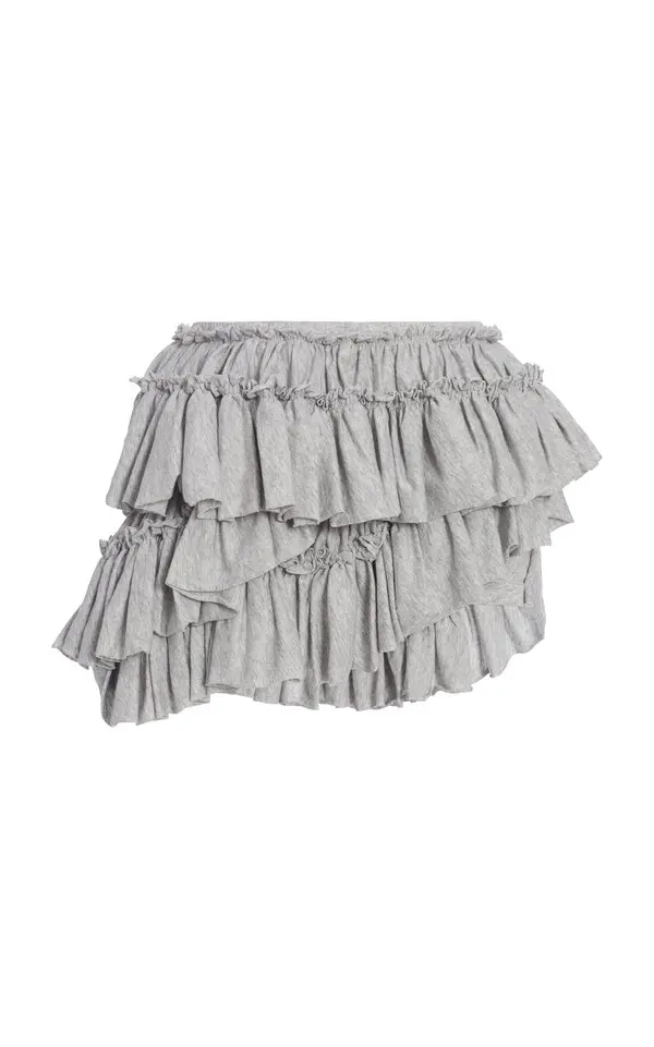 Dries Van Noten Ruffled Cotton-jersey Mini Shorts - Grey