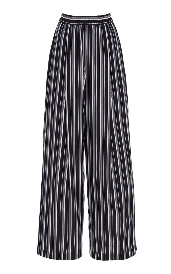 Michael Kors Wide-leg Striped Crepe De Chine Pants - Stripe