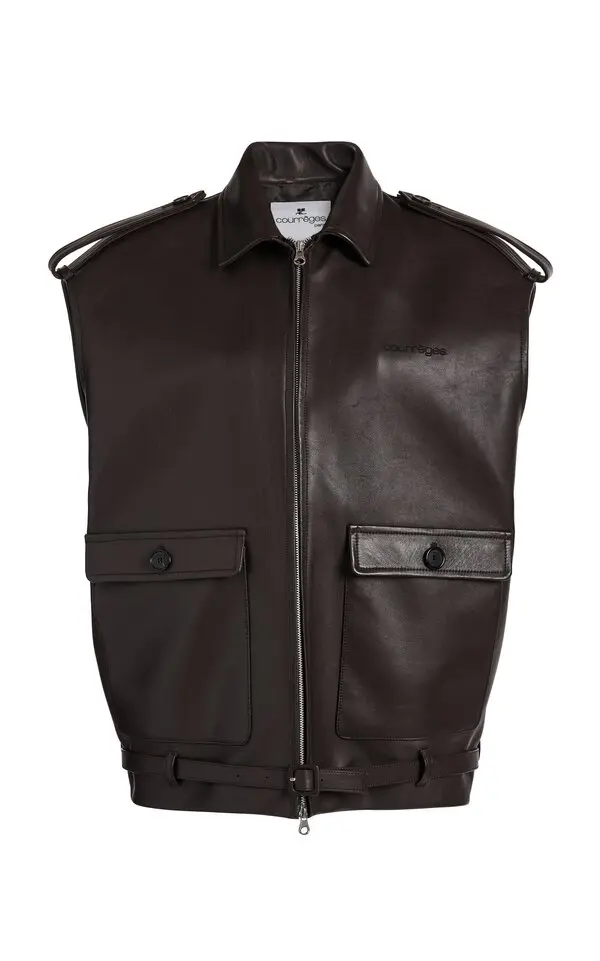 COURREGES Sleeveless Leather Jacket