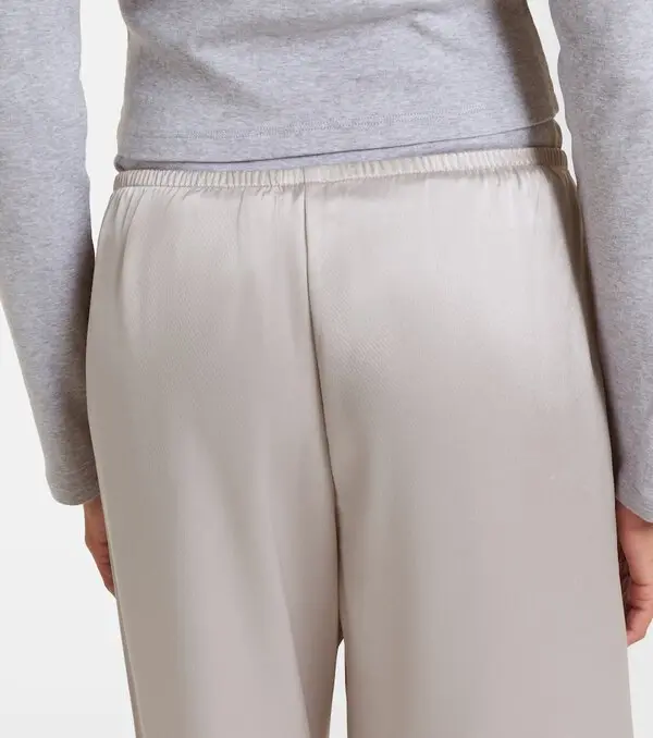 LESET Satin Wide-leg Pants - Grey